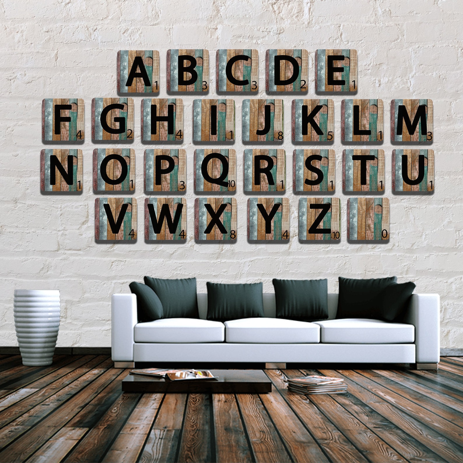 Scrabble Tile Multi Color Sublimation Design Full Alphabet Set - Etsy