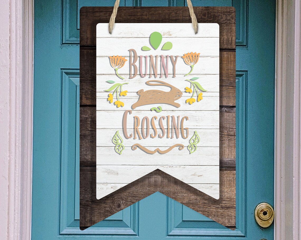 Bunting Door Hanger Bunny Cossing Easter Sublimaion Design for ...