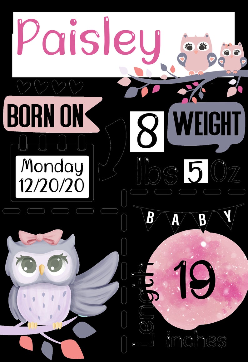 Baby Blanket Sublimation Template PNG Template Text Girl Owl - Etsy