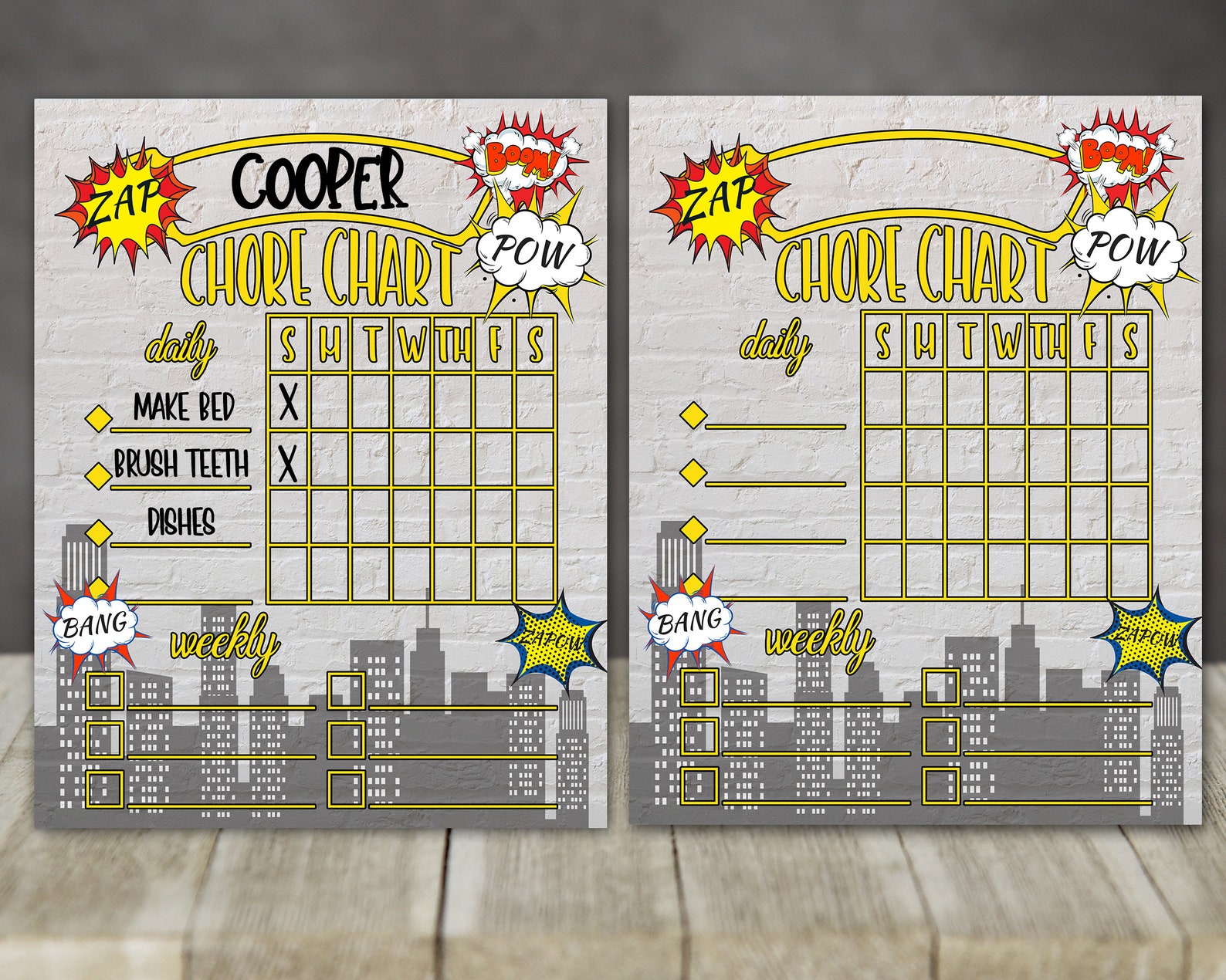 Sublimation Chore Chart Super Hero Digital Design Aparecium Design ...