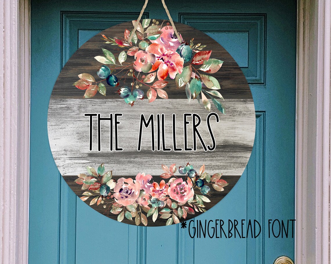 Round Door Hanger Sublimation Two Tone Wood and Floral Sublimation ...