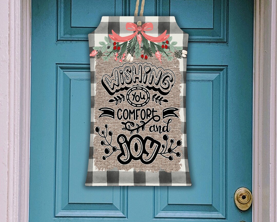 Plaid Wishing Comfort and Joy Gift Tag Door Hanger Digital Download PNG ...