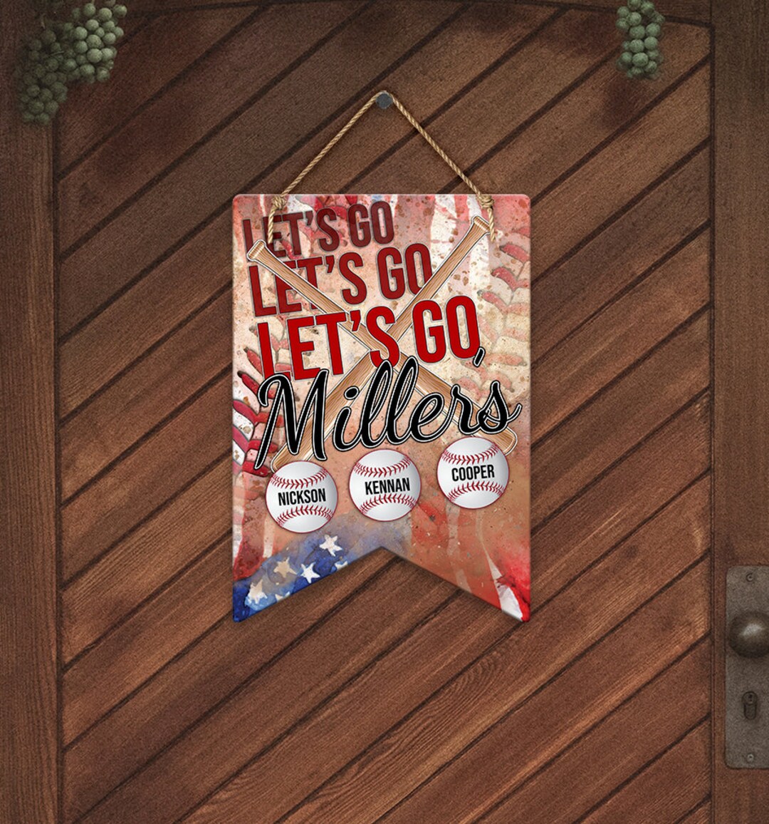 Bunting Door Hanger Baseball Add as Many Balls to Personalize for ...