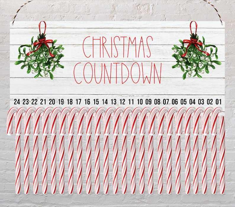 Candy Cane Countdown Advent Sublimation Design Christmas Hanger ...