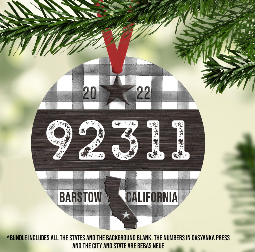 Round Ornament Bundle Buffalo Plaid Zip Code Includes All 50 States in ...