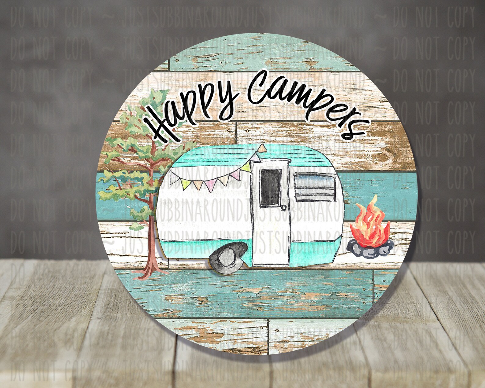 Happy Camper Door Hanger Template Sublimation Design Aparecium - Etsy