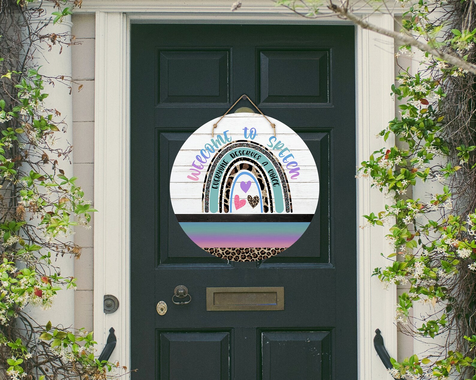 Round Sublimation Door Hanger School Speech Therapy Welcome - Etsy