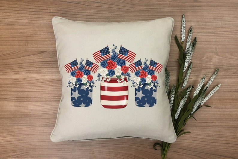 Patriotic Mason Jar 4th of July Bundle Single Mason and 3 Together USA ...