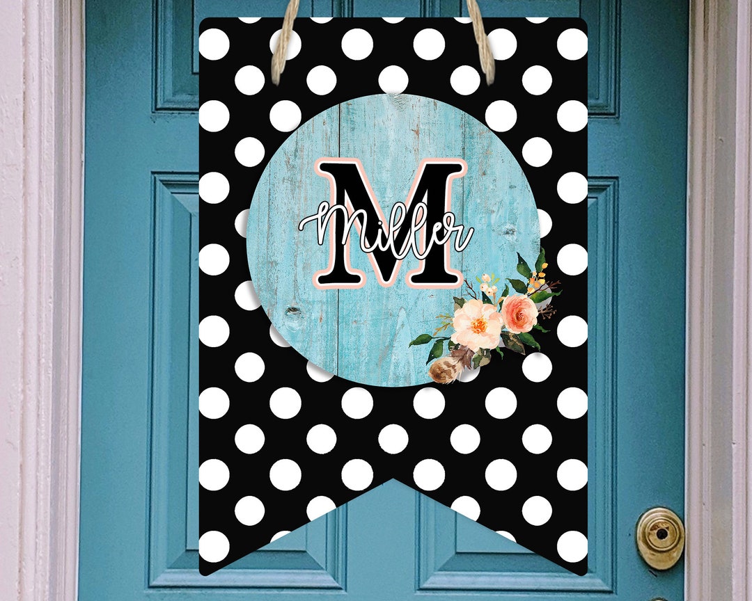 Bunting Door Hanger Polka Dot and Faux Wood Sublimation Design for ...