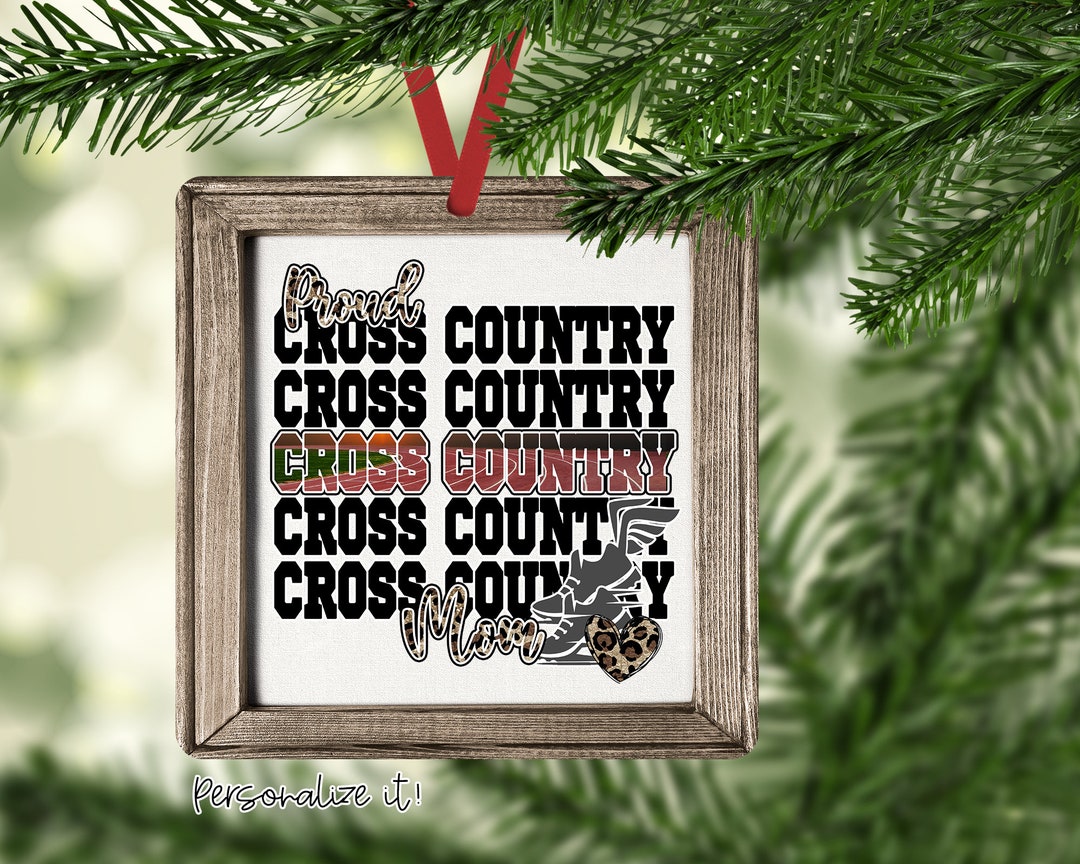 Square Christmas Ornament Design Cross Country Mom Stacked Words ...