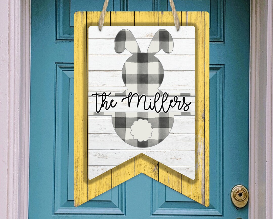 Bunting Door Hanger Yellow and Buffalo Bunny Easter Sublimation Design ...