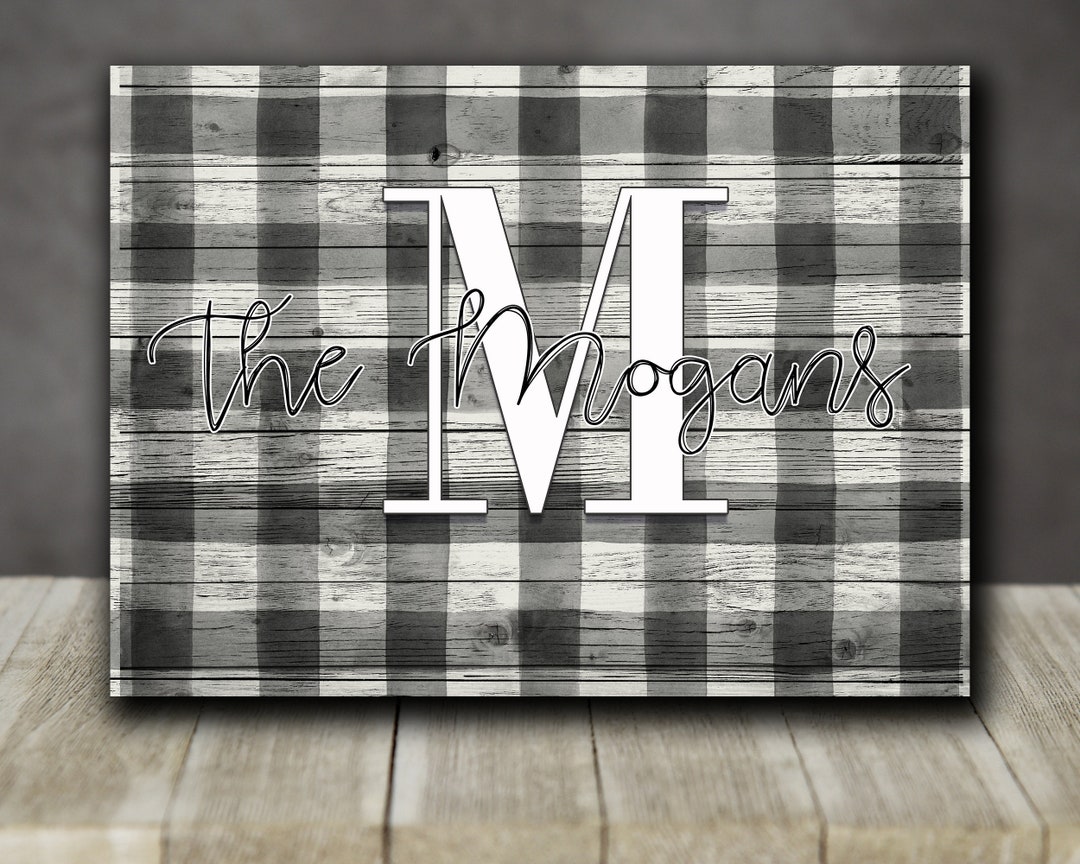 Faux Wood Buffalo Plaid Black and White Cutting Board Sublimation ...