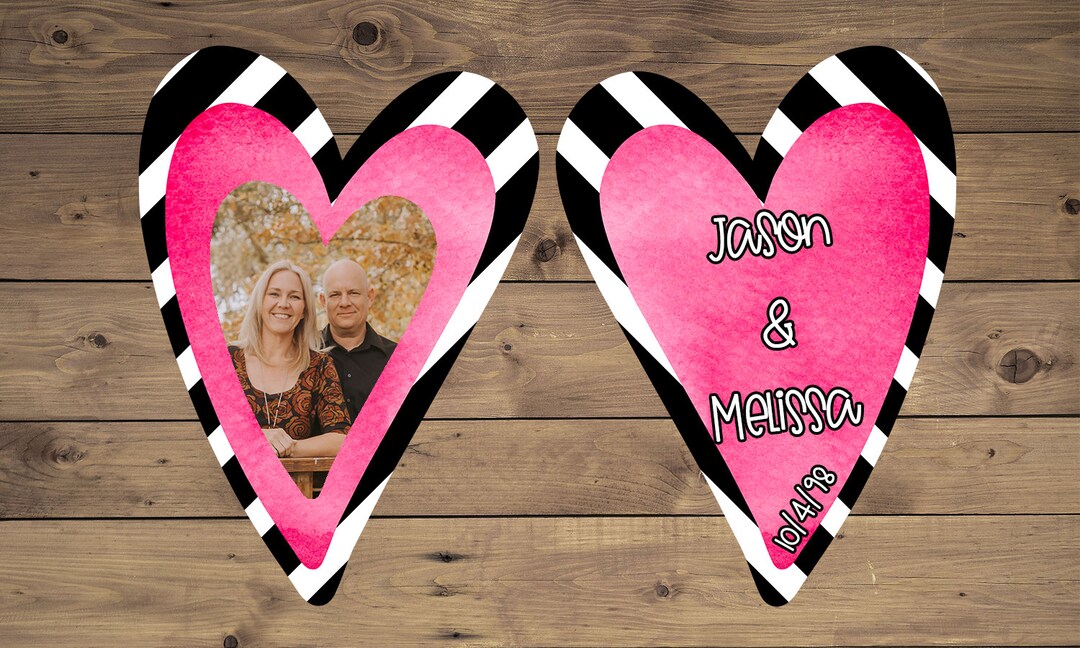 Heart Keychain Sublimation Digital Design Black Stripe Hot Pink Teal ...