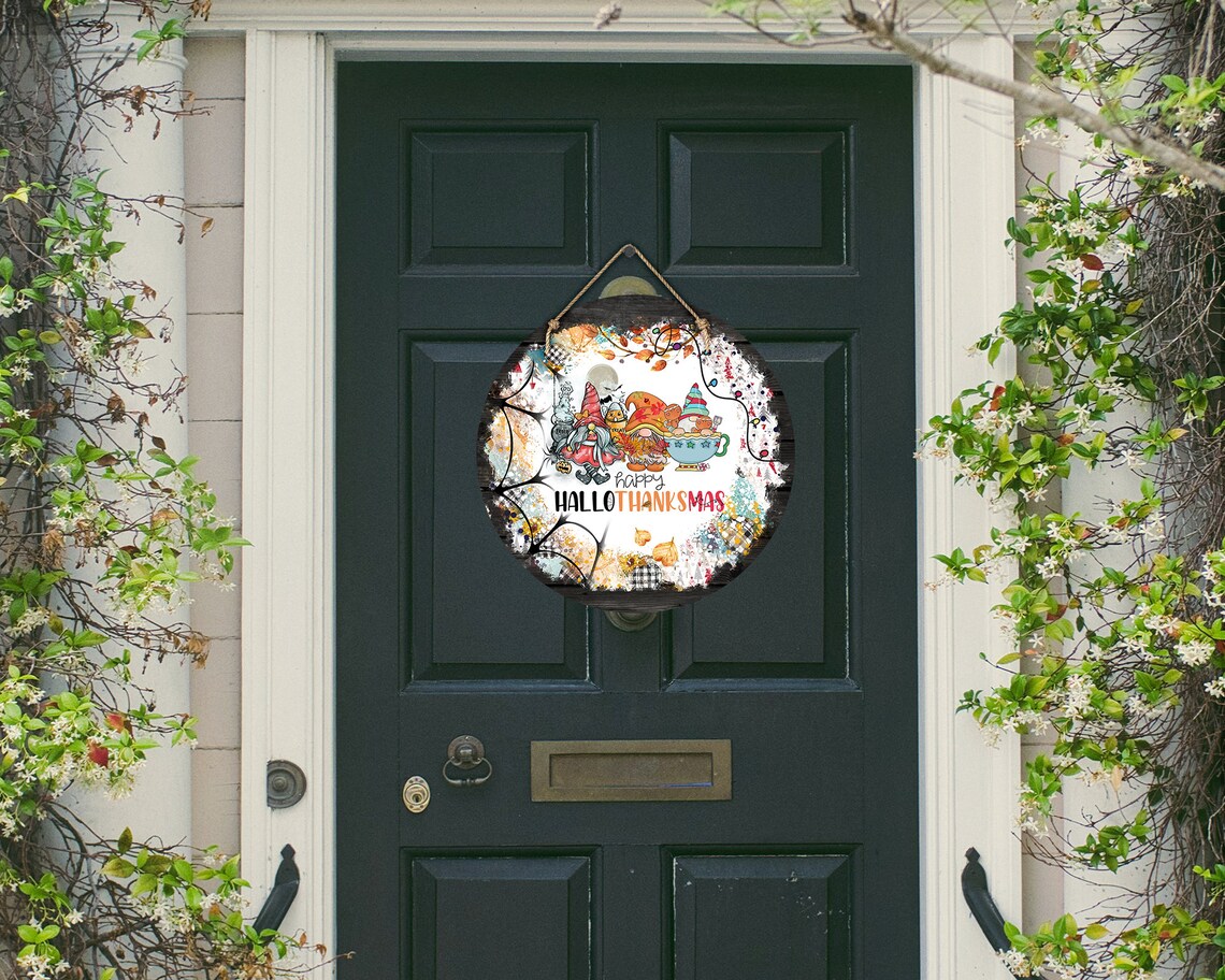 Round Sublimation Door Hanger Halloween Fall Christmas Happy ...