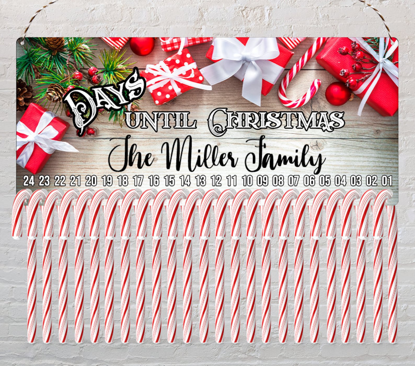 Candy Cane Countdown Advent Sublimation Design Christmas Hanger Family ...