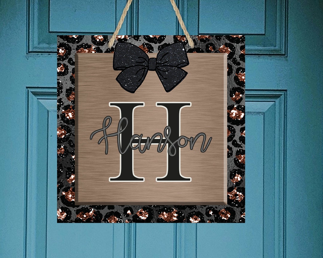 Square Door Hanger Leopard and Faux Metal Sublimation Design PNG for ...