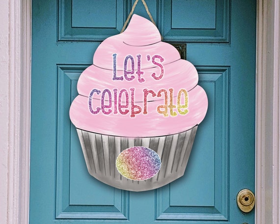 Cupcake Door Hanger Bundle Pink Frosting Lets Celebrate | Etsy