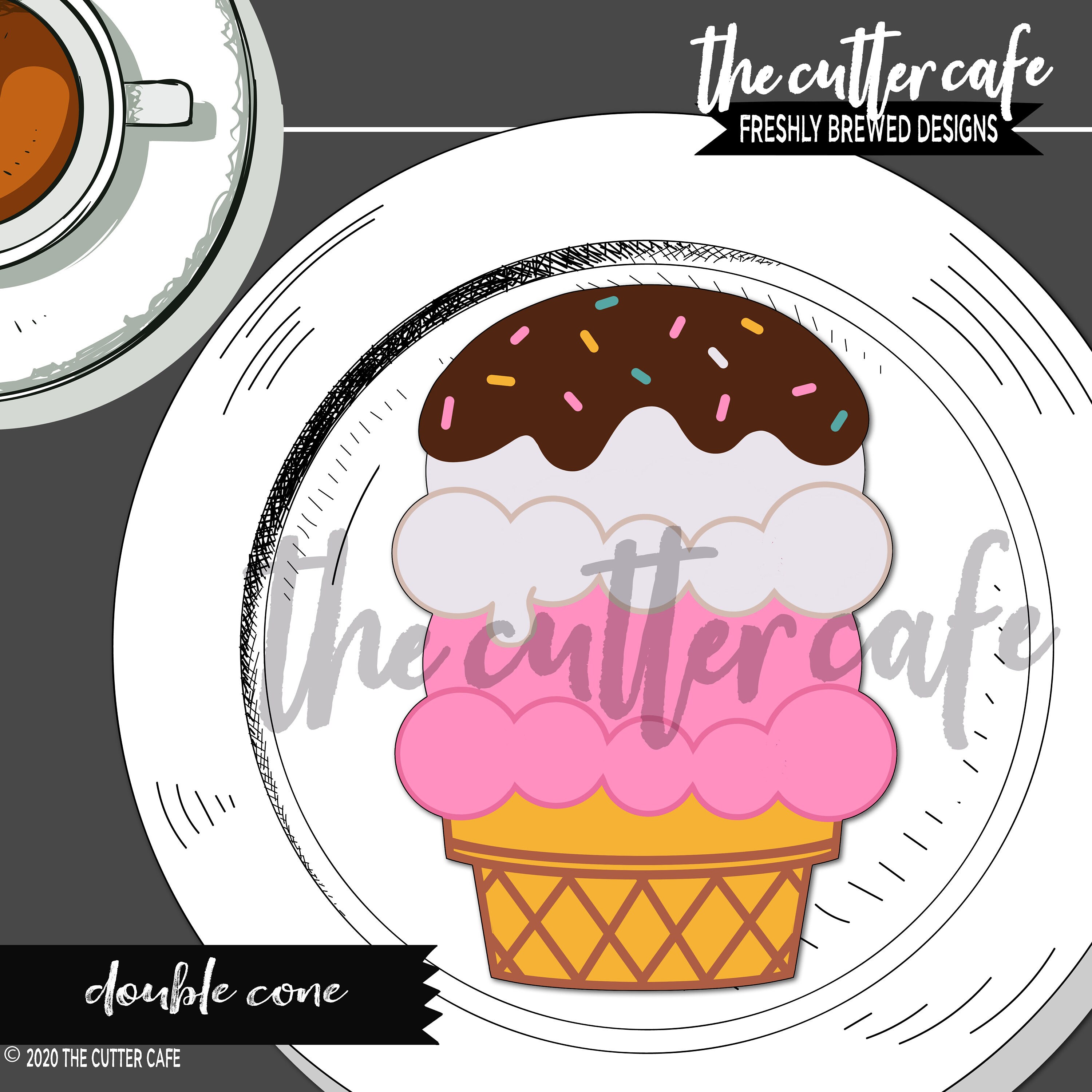 Double Cone / Ice Cream Cone / Valentine Cookie Cutter by Thecuttercafe ...