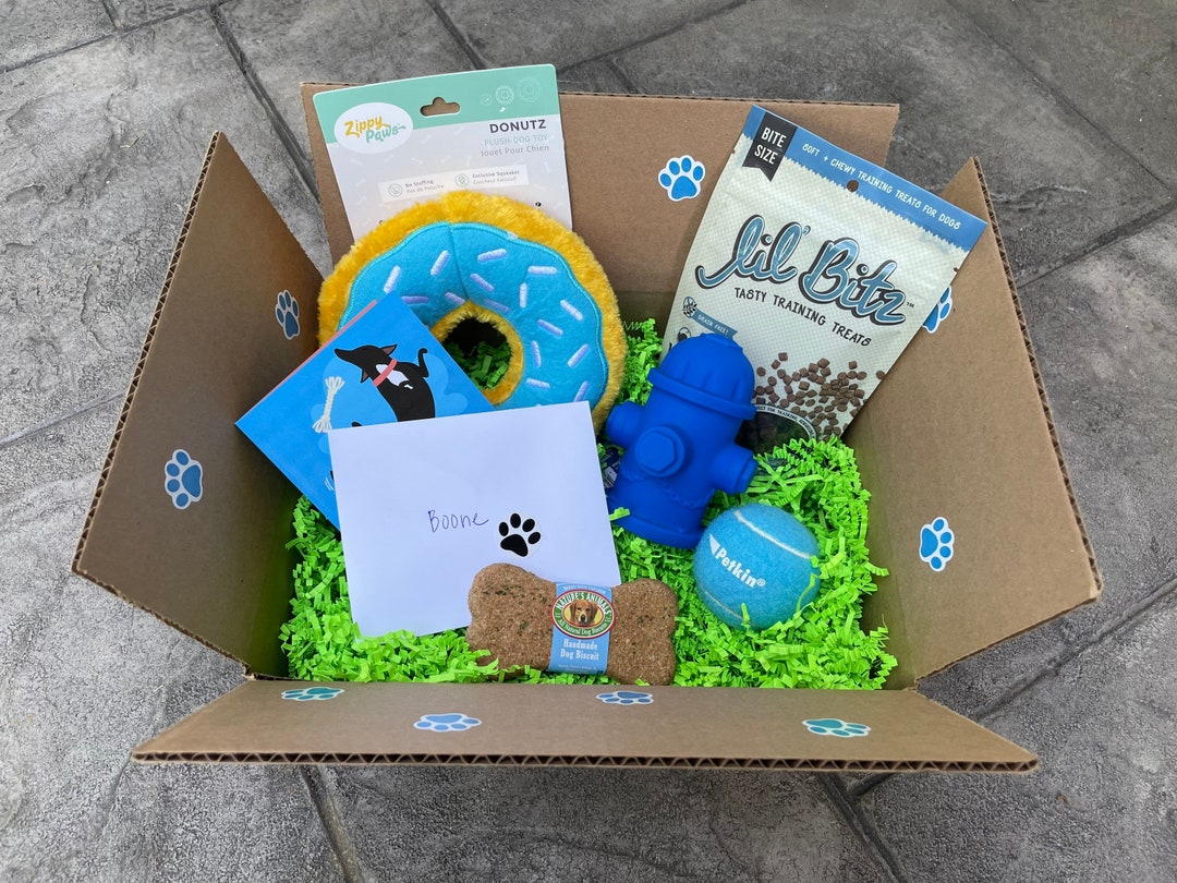 Pup Parcel - Doggy Gift Box - FIVE Treats/toys! - Etsy