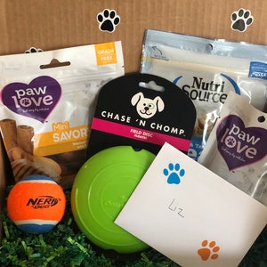 Pup Parcel - Doggy Gift Box - FIVE Treats/toys! - Etsy