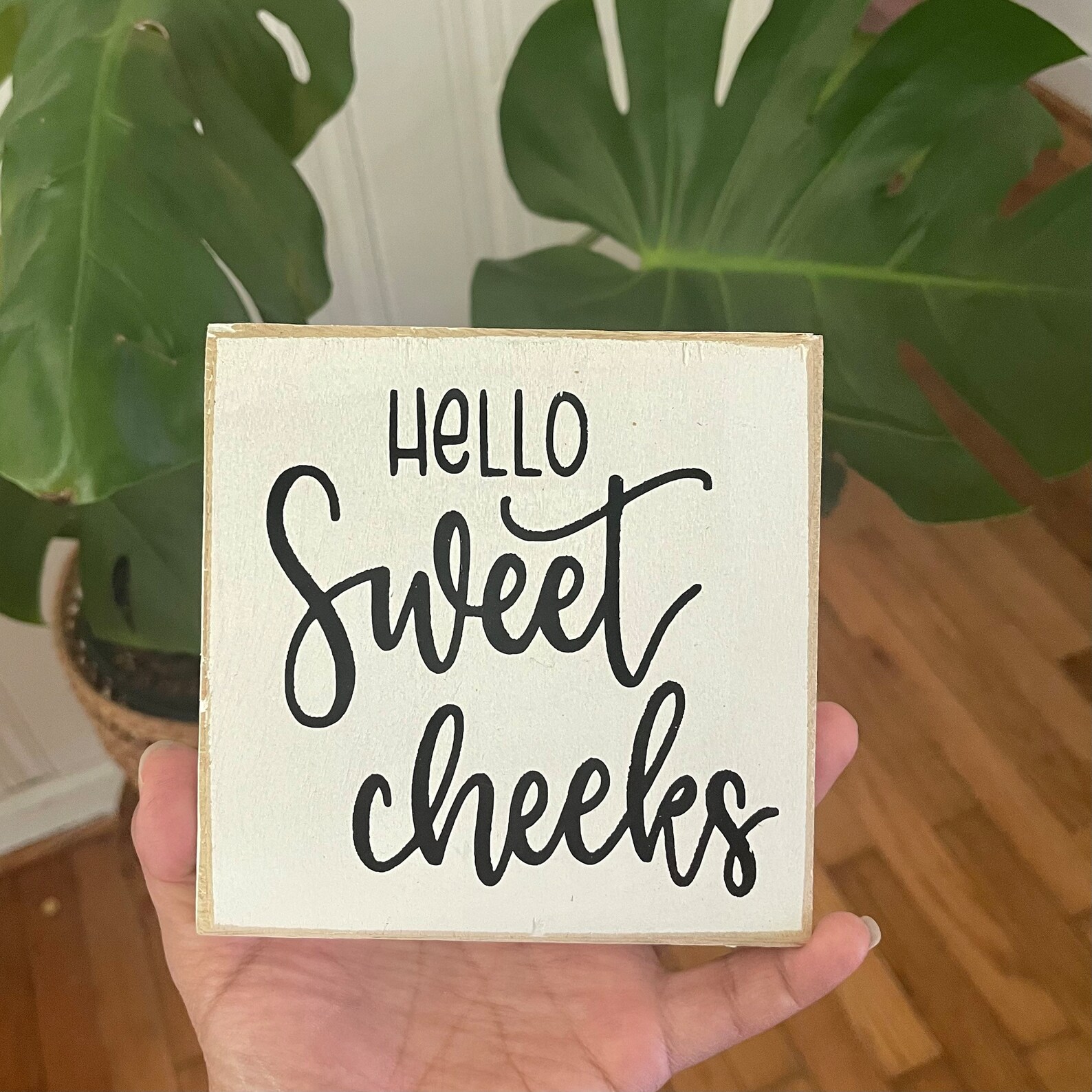 Hello Sweet Cheeks Wood Sign Funny Bathroom Decor Humor | Etsy