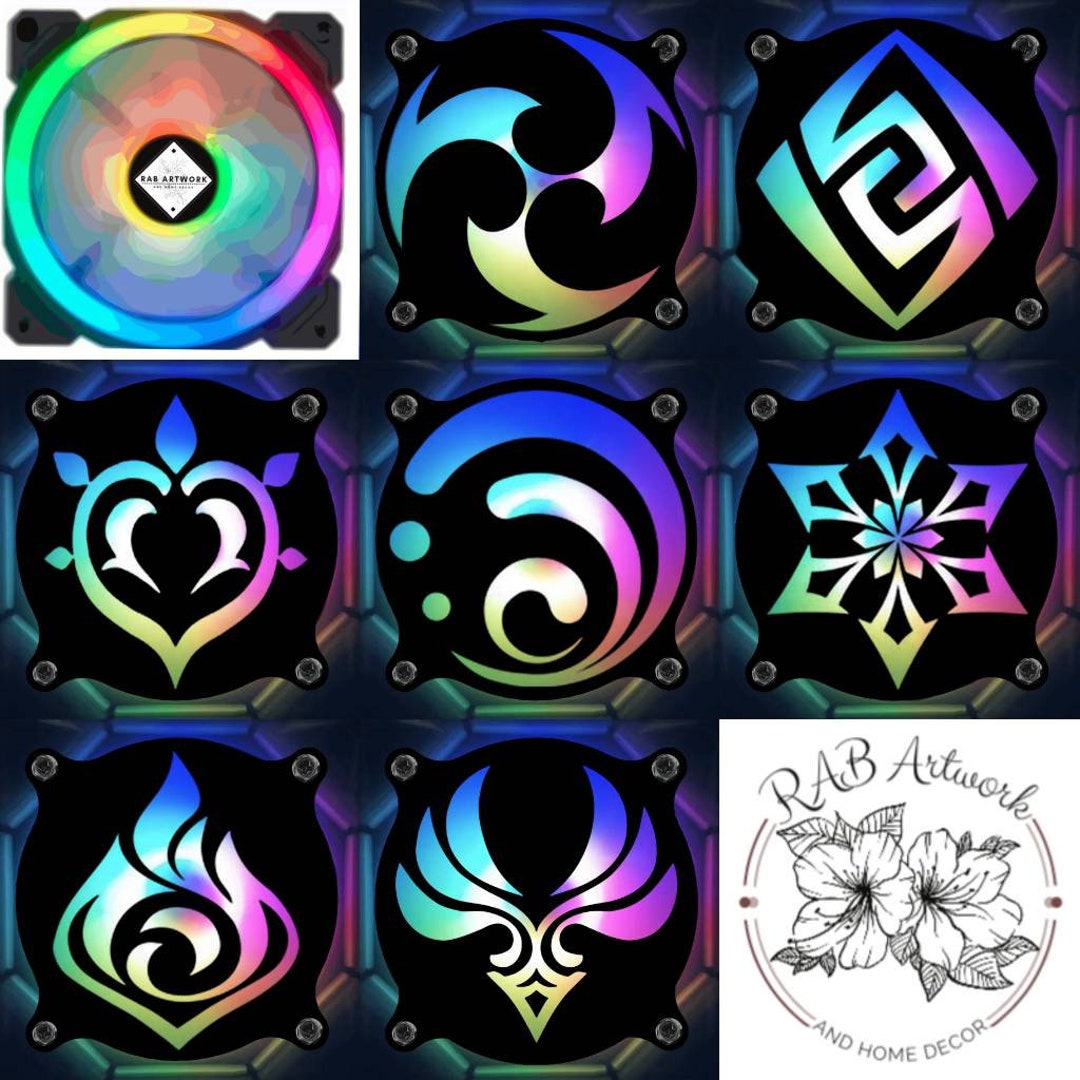 Genshin Impact Elements 120mm PC Fan Cover Guard Computer Case Custom ...