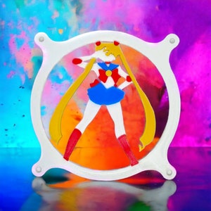 120mm PC Fan Cover Sailor Moon Heart Brooch Guard Computer Case Custom ...