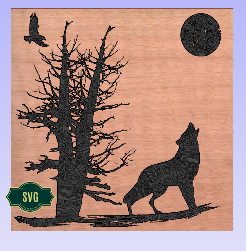 CNC and Laser Cut File Wolf Scene SVG Files - Etsy