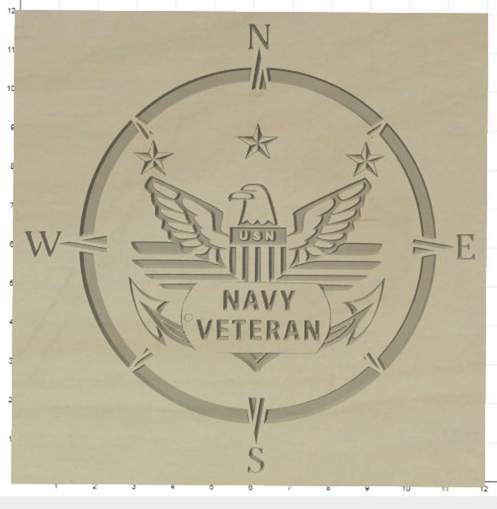 Navy Veteran Compass Rose SVG Files for Laser Engraving, Vinyl Cutting ...