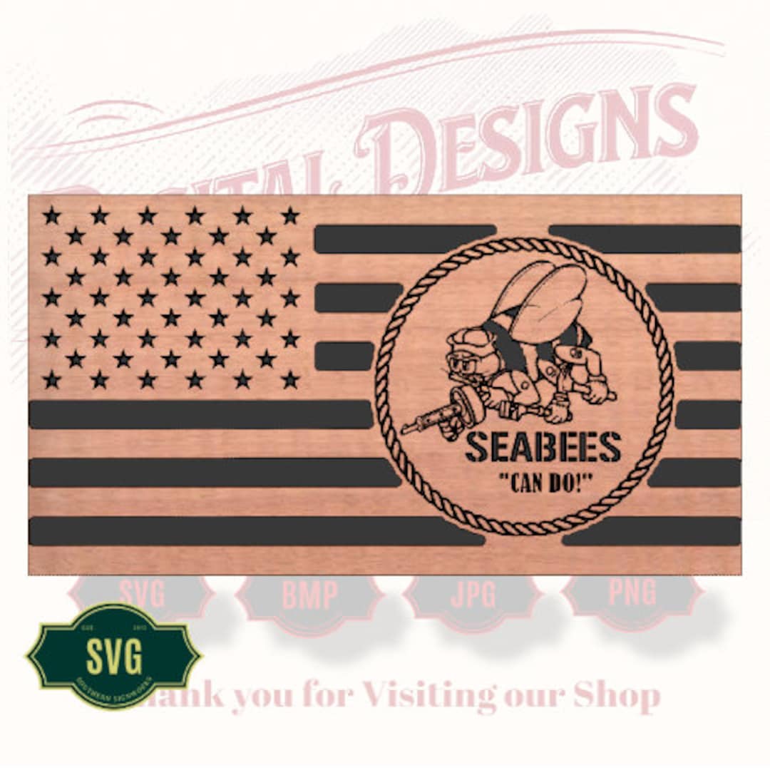 Navy Seabee With U S Flag SVG for CNC Machines - Gcode Files for Easel ...