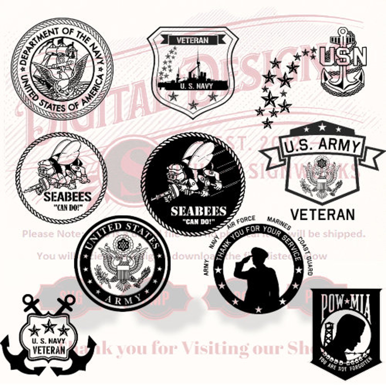 Military Cnc and Laser Svg Files 10 Different Files - Etsy