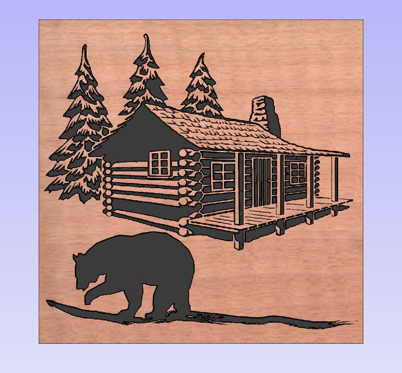 Cabin Scene With Bear SVG – Laser Cut & CNC Files - Etsy