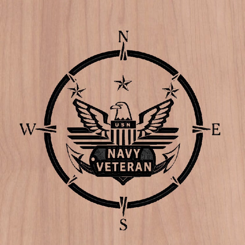 Navy Veteran Compass Rose SVG Files for Laser Engraving Vinyl - Etsy Canada