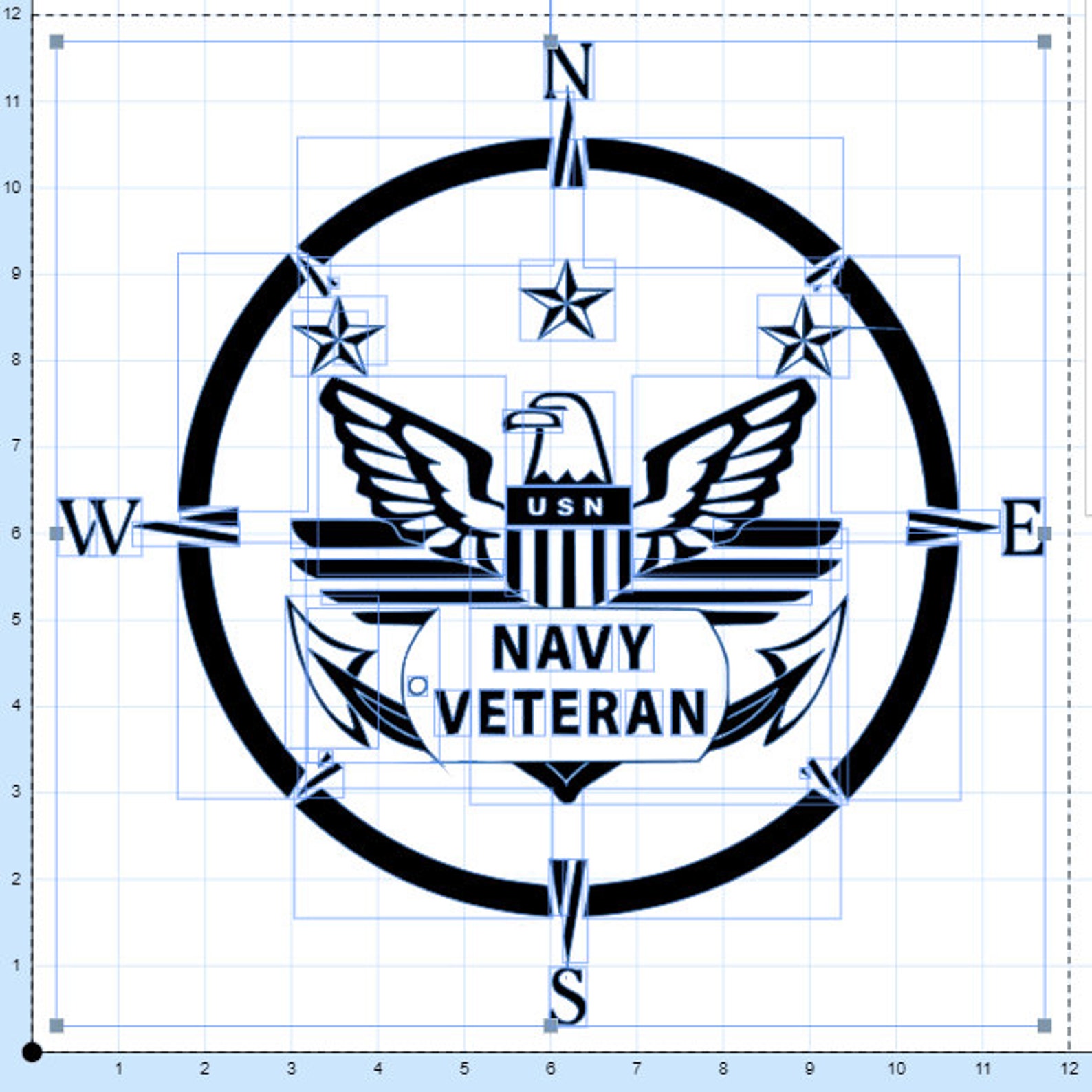 Navy Veteran Compass Rose SVG Files for Laser Engraving Vinyl - Etsy Canada