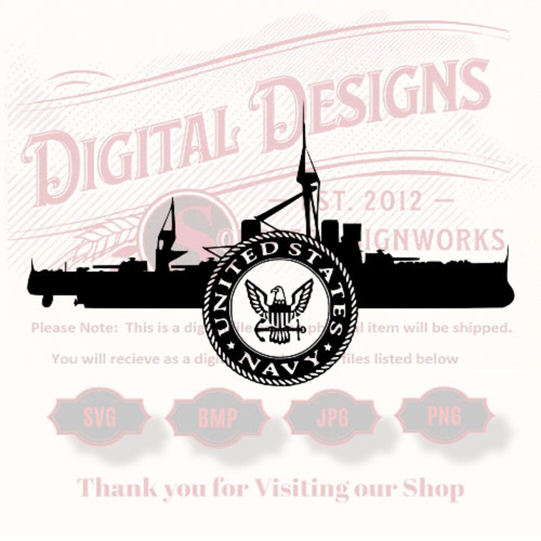 Navy Ship With Embllem - SVG Files for Laser Engraving, Vinyl Cutting ...