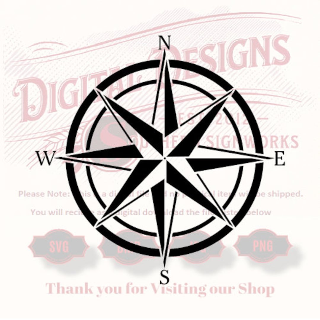 Compass Rose SVG Files for Laser Engraving, Vinyl Cutters, and Cnc ...
