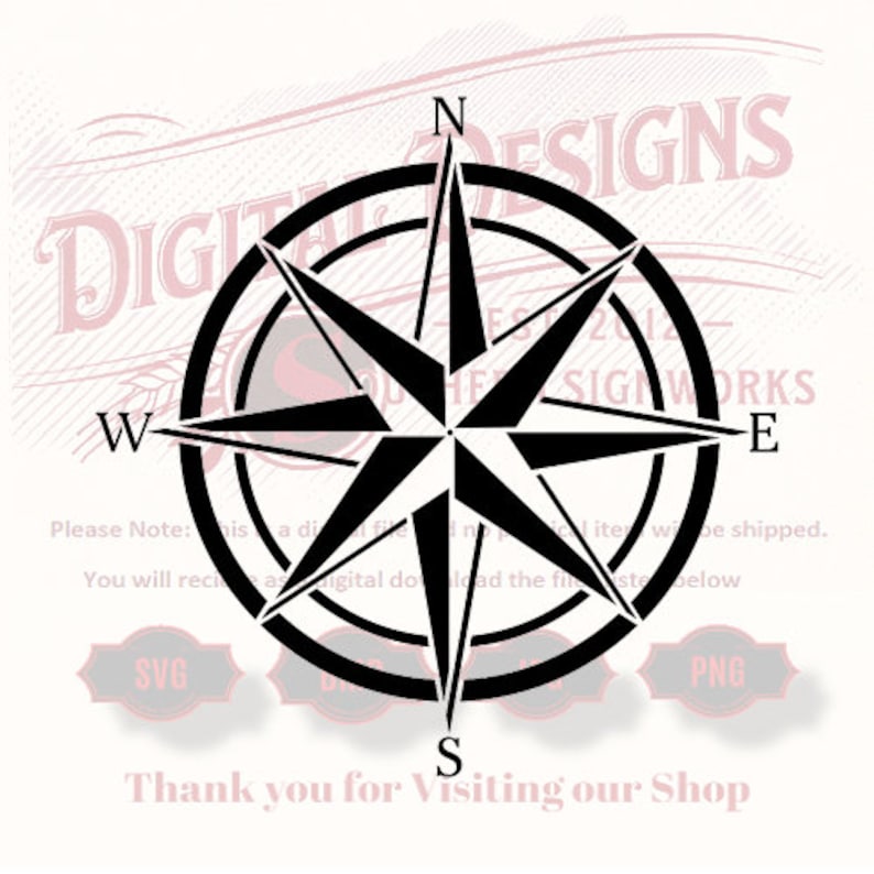 Compass Rose SVG Files for Laser Engraving Vinyl Cutters and - Etsy ...