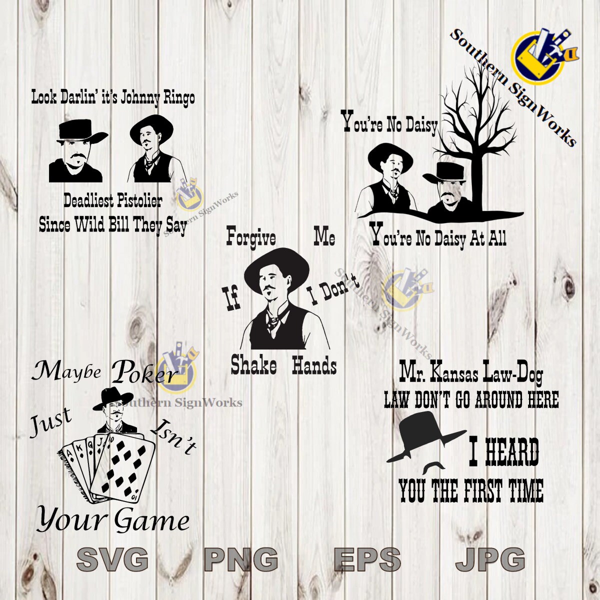 Western Johnny Ringo & Doc Holiday Designs (svg, Png, Jpg, Pdf, Dxf) - Etsy