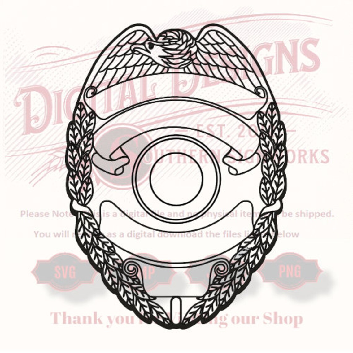 Police Badge (blank) - SVG Files for Cnc Router and Laser Engraving - Etsy