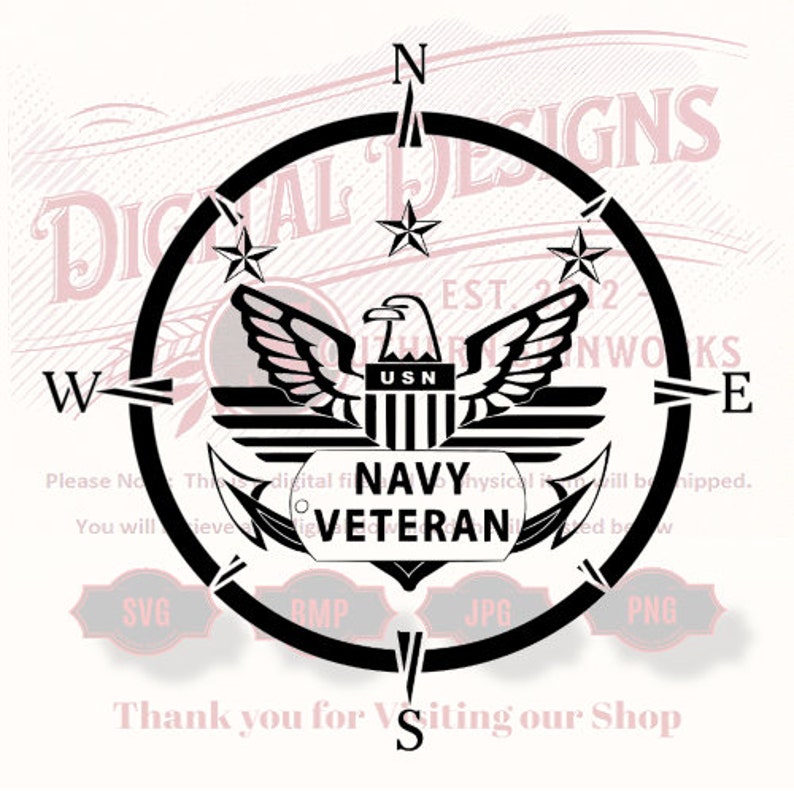 Navy Veteran Compass Rose SVG Files for Laser Engraving Vinyl - Etsy Canada
