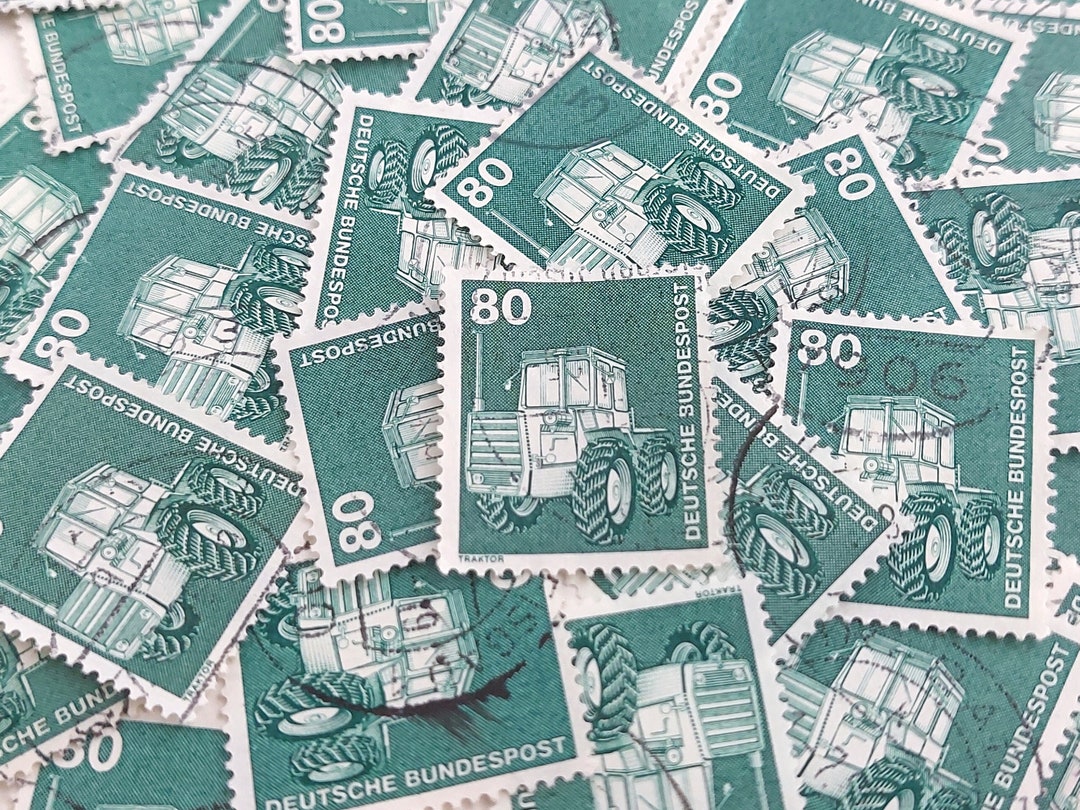 Tractor Stamps Green German Vintage Stamps Used - Etsy