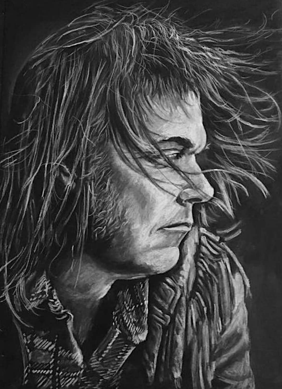 Neil Young Canvas Print of Original Charcoal Drawing - Etsy