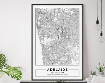 Adelaide Map Print - Etsy Australia