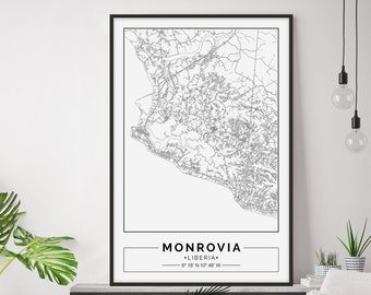 Monrovia Map Poster - Etsy