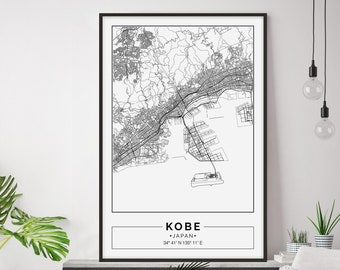 Kobe mapa imprimir - Etsy España