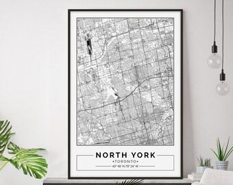 North York Map Art - Etsy