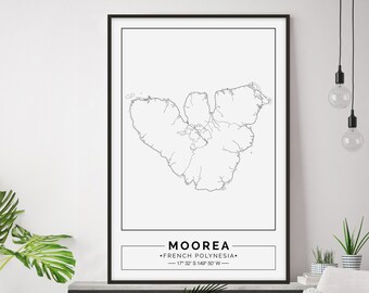 Moorea Map Poster - Etsy