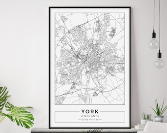 York Uk Map Poster - Etsy