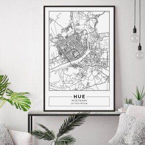 Hue Map Print Hue Map Poster Hue Wall Art Hue Vietnam Art - Etsy