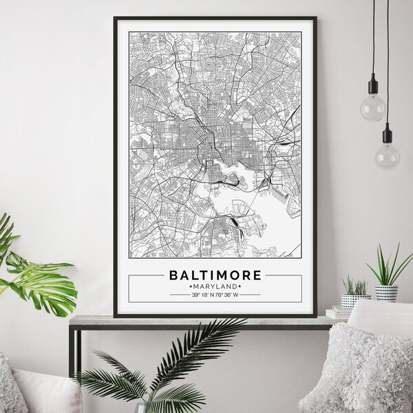 Map of Baltimore - Etsy